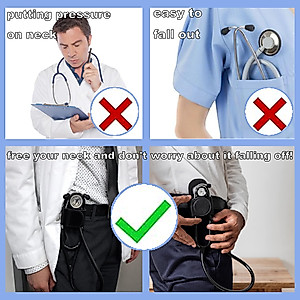 UGpine Leather Stethoscope Holder Clip Stethoscope Hip Holder with Clip On Waist Belt/Pocket/Bag to Protect from Loss Fit for Physicians/Nurses/EMT/Medical Nursing Students (Black/Brown Randomly 1pcs)