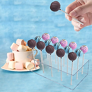 2 Packs Acrylic Lollipop Holder Acrylic Cake Pop Stand Display Cake Pop Holder 100PCS Lollipop Sticks 100PCS Clear Treats Bags and 100PCS Gold Metallic Twist Ties for Candy Cake Pop Making Tools