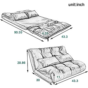 Adjustable Floor Sofa Bed with 2 Pillows , Folding Futon Couch Leisure Lazy Sofa with 5 Reclining Position, PU Floor Sofa for Reading or Gaming in Bedroom/Living Room/Balcony,Black