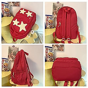 LOTUSTAR Kawaii Backpack with Cute Accessories Stars Y2K Aesthetic Backpack with Plush Pendenat Grunge 10-12 Daypack (Black)