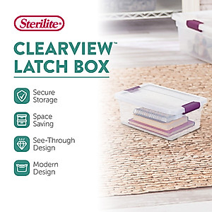 Sterilite 6 Qt ClearView Latch Storage Box Stackable Bin with Latching Lid, Plastic Container to Organize Shoes in Closet, Clear (24 Pack)