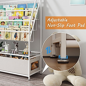 ZQUYAJ Kids Bookshelf and Toy Storage, Book Shelf for Kids Rooms, Bookshelf for Kids with Toy Storage Organizer, Montessori Bookshelf for Playroom Bedroom Study Room Children Room KDSJ2305-White