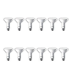 Philips LED Flicker-Free Frosted Dimmable BR30 Light Bulb - EyeComfort Technology - 650 Lumen - Daylight (5000K) - 9W=65W - E26 Base - Basic LED Old Version - Indoor - 12-Pack