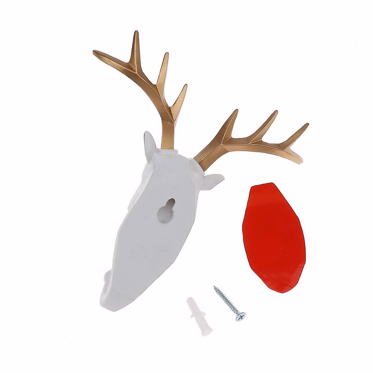 Kepfire Deer Head Hook Antlers Bathroom Nordic Animal Hook White Resin Coat Hanging Hook Decorative Craft Art Creative Mounted Hook Heavy Duty Scarf Hat Towel Wall Hook