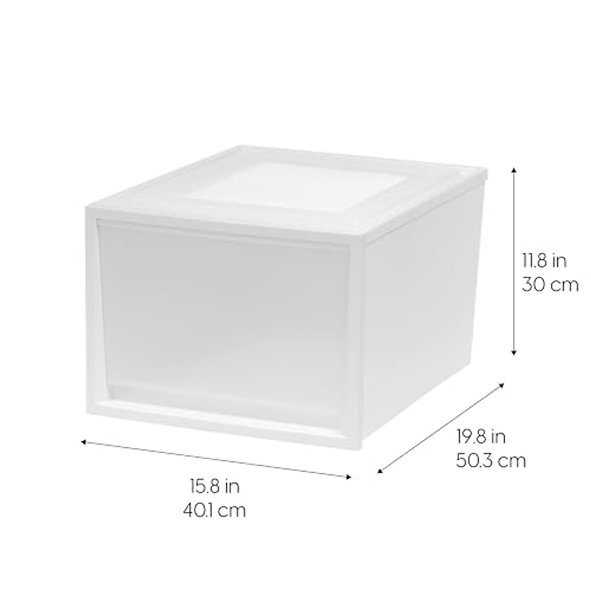 IRIS USA 42 Qt. Plastic Drawer Storage Organizer Stacking Drawers, 4-Pack, Stackable Unit with Sliding Drawer for Clothes Bedroom Kitchen Under Sink Pantry Craft Room Bathroom Dorm Office, White