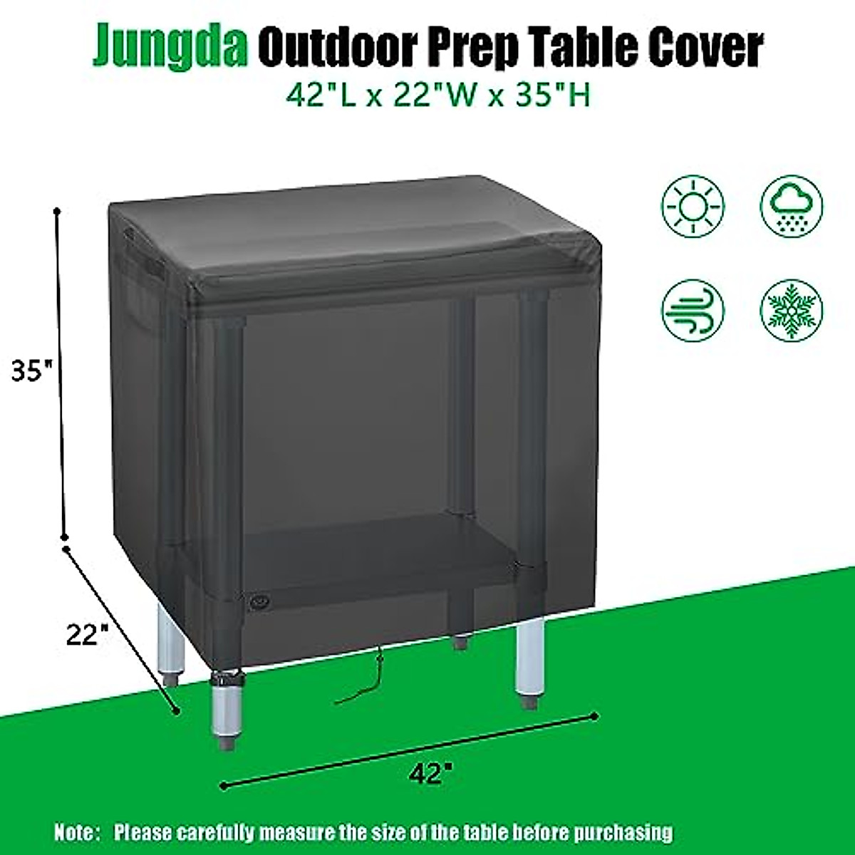 Jungda Outdoor Table Cover 42 Inch,Waterproof Patio Prep Table Covers, Outdoor Bar Table Cover for Outdoor Furniture - 42 x 22 x 35 Inch