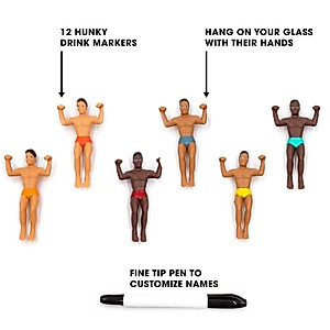 NPW Classic Themed Reuseable Glass Drink Markers, 12 Count, Multi Color