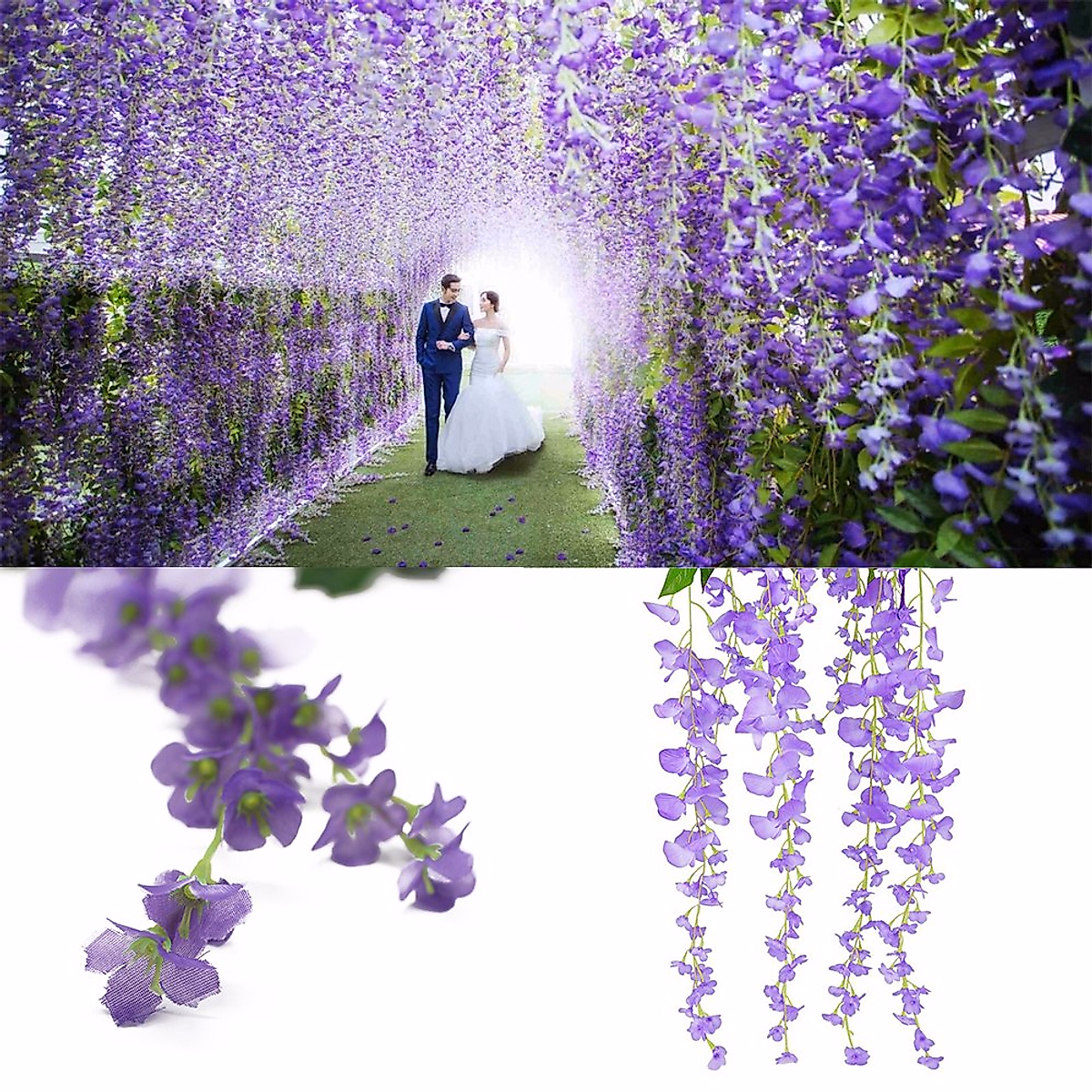 DearHouse 6 Pieces 3.6 Feet Artificial Wisteria Garland, Artificial Flowers Garland Silk Wisteria Vine Hanging Flower for Wedding Home Party Garden Outdoor