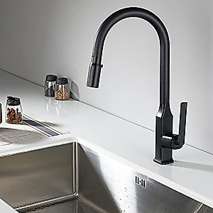 Kitchen Faucet with Pull Down Sprayer Brass Hot and Cold Water Swivel Kitchen Tap Sink Tap Black