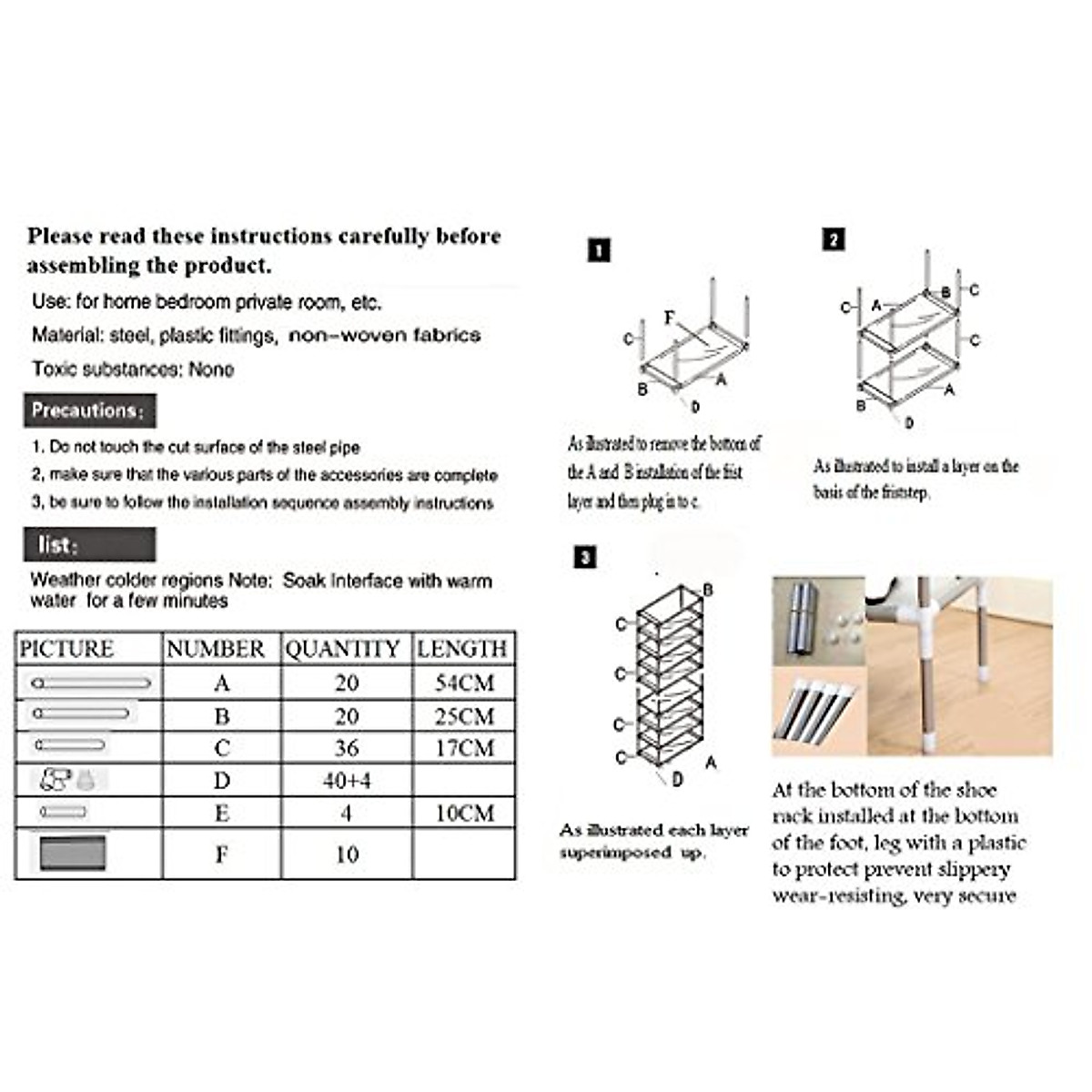 dtemple 10 Tiers Space Saving Shoe Rack Mount Stand Sturdy Shelf Storage Tower Organizer Cabinet Adjustable Shoe Shelf