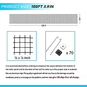 MEFBANT Solar Panel Bird Guard Mesh 7.99In x100 Ft 70 Aluminum Fasteners Solar Critter Guard Solar Panel Pigeon Guard Bird proofing Solar Panel Bird mesh PVC Coated Galvanized net Pigeon Deterrent