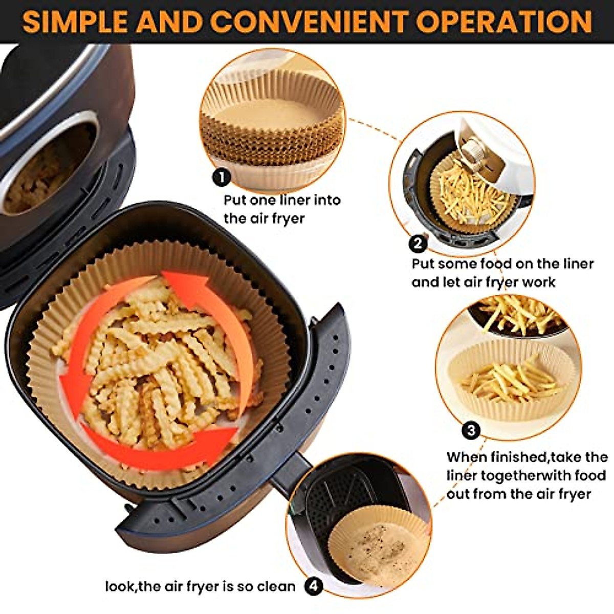 100 PCS Air Fryer Disposable Paper Liners, Maiqufa® Oil-Proof Water-Proof Parchment Round Paper Liners, for Baking Cooking Grilling Frying and Roasting Microwave(6.3in)