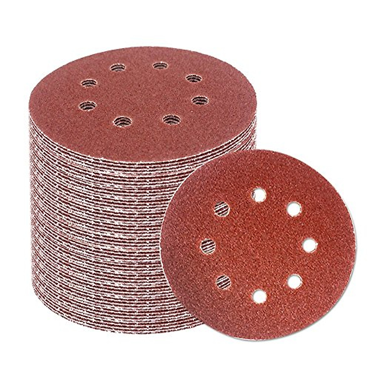Coceca 80pcs Orbit Sander Sandpaper 5 Inch 8 Hole Orbital Sanding Discs Assorted 40 60 80 100 150 180 240 320 Grits for Power Random Orbit Sanders