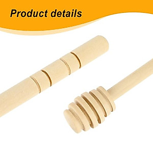 Qianyu 2 Pcs Wooden Honey Mixing Stirrers 6 Inch / 15cm Mini Reusable Wooden Dipper Sticks Server for Honey and Syrup Jar Dispense Drizzle Jam Honey Dippers Spoons Honeycomb Sticks