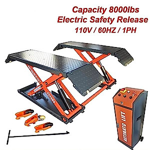 Motool Technology KT-X85 Mid Rise Scissor Lifts: 8000lbs Electric Release Auto Lift 110V/220V 1PH (KT-X85_110V)