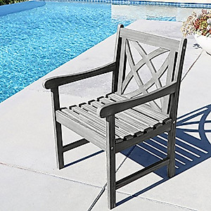 Renaissance Outdoor Patio Hand-Scraped Wood Garden Armchair