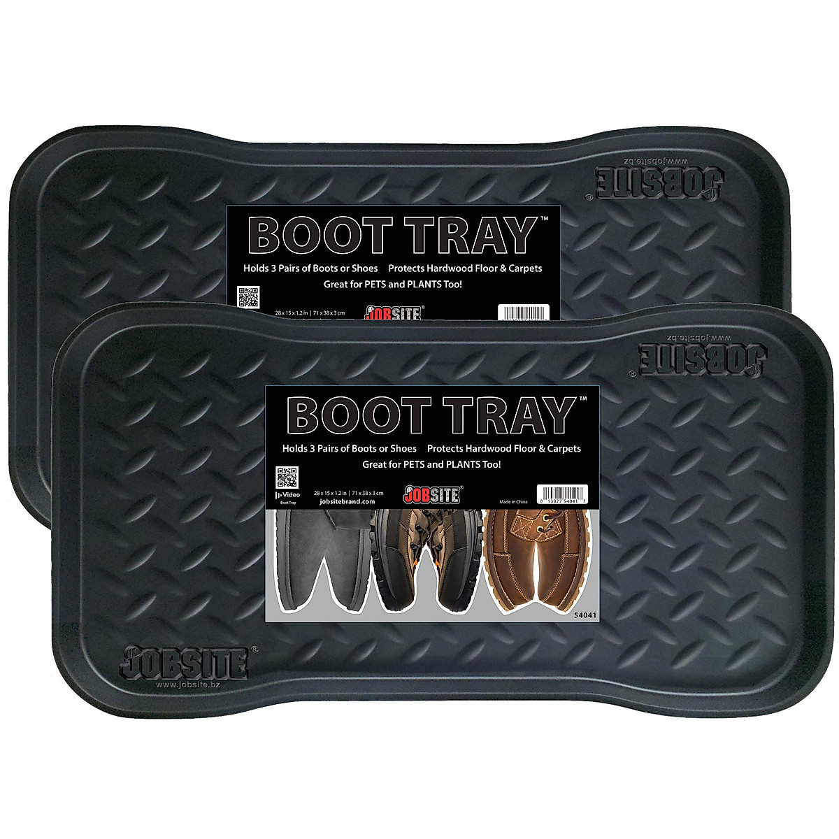 JobSite Heavy Duty Boot Tray, Multi-Purpose for Shoes, Pets, Garden - 15 x 28 Inch - 2 Trays