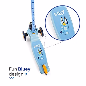 Bluey 3D Self Balancing Scooter for Kids, 3 Wheeled Scooter with Extra Wide Anti-Slip Deck, Rear Brake, Lean to Steer, Lightweight Design, for Boys/Girls 3 and up, 75 LB Limit