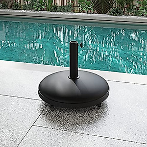 Sundale Outdoor Heavy Duty Umbrella Base, 55 LBS Plastic Shell Concrete Mobile Stand with 4 Wheels for Patio, Deck, Garden, Poolside, Black