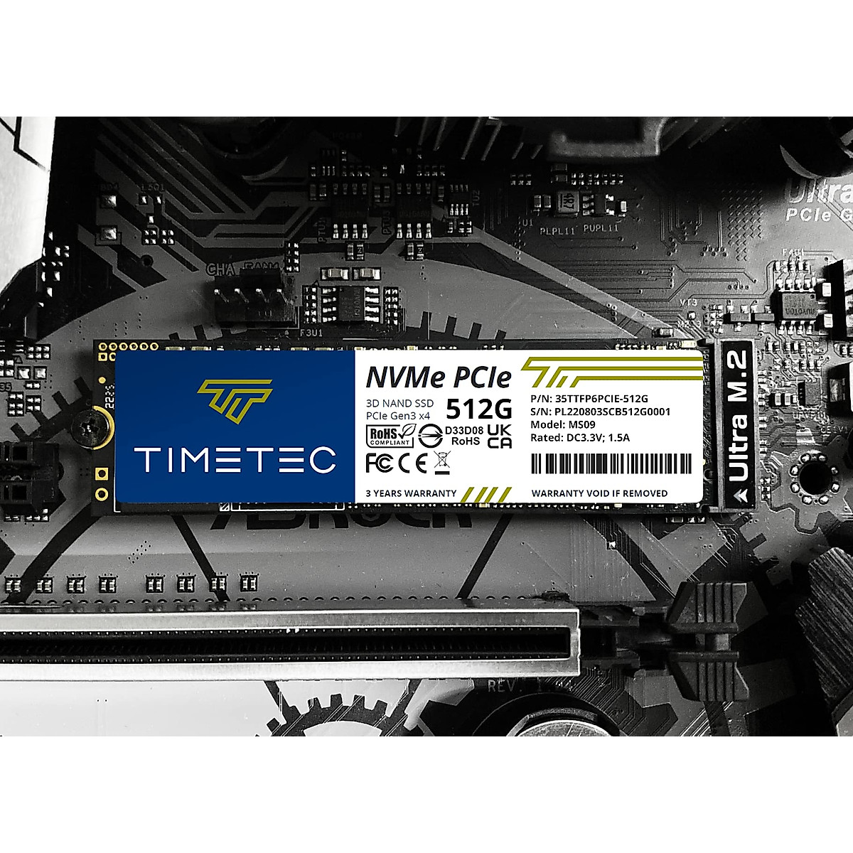 Timetec 512GB SSD NVMe PCIe Gen3x4 8Gb/s M.2 2280 3D NAND High Performance SLC Cache Read/Write Speed Up to 2,000/1,600 MB/s Internal Solid State Drive for PC Laptop and Desktop