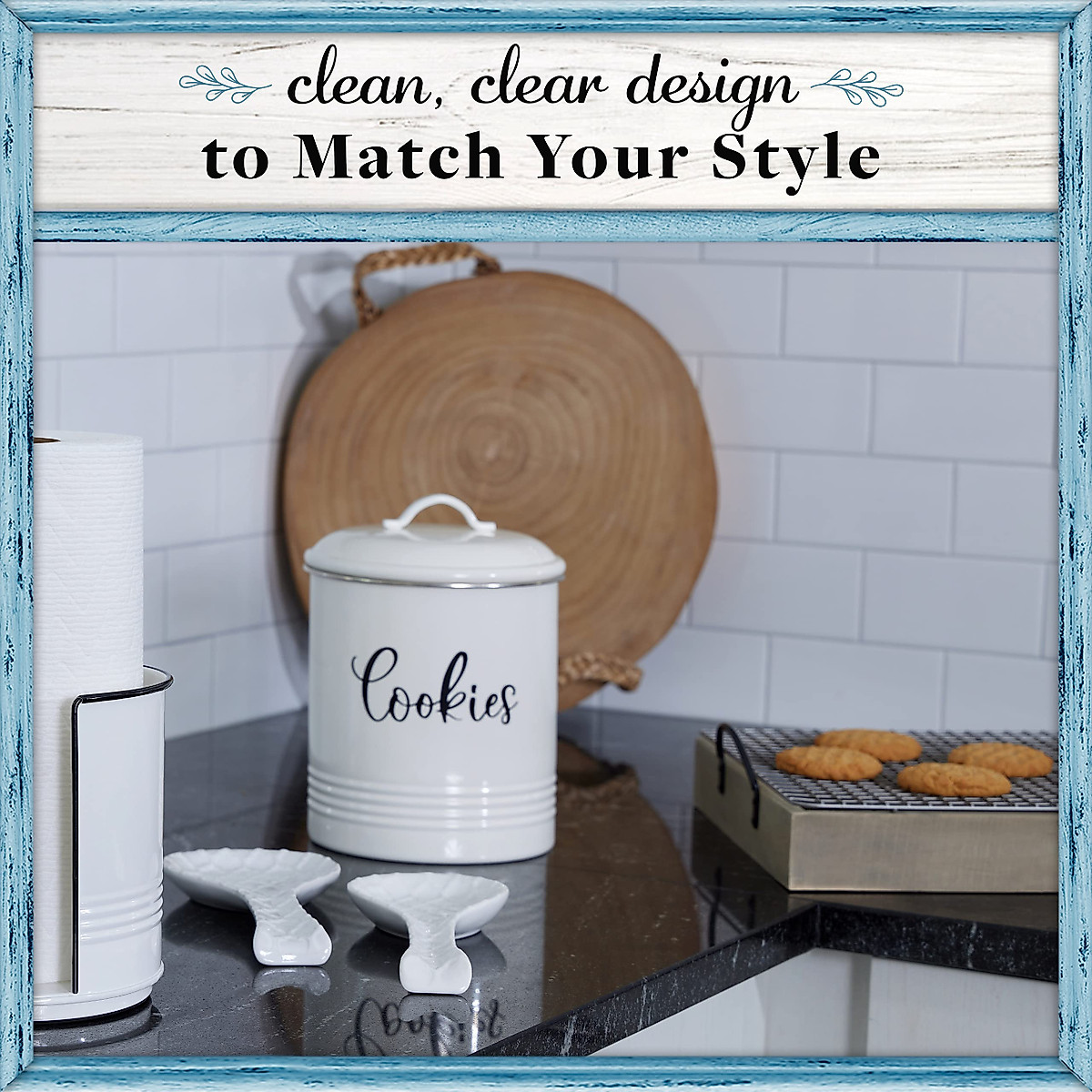 Home Acres Designs Farmhouse Cookie Jar - Rustic Canister w/ Lid for Candy, Cookies & Dessert - Vintage Container for Storage