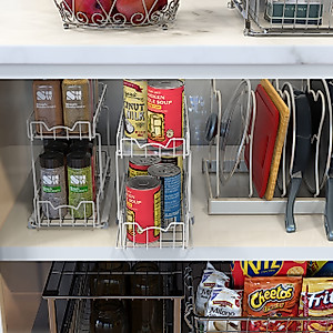 Simple Houseware 2-Tier Spice Rack Slide Out Wire Basket Drawer Organizer, White