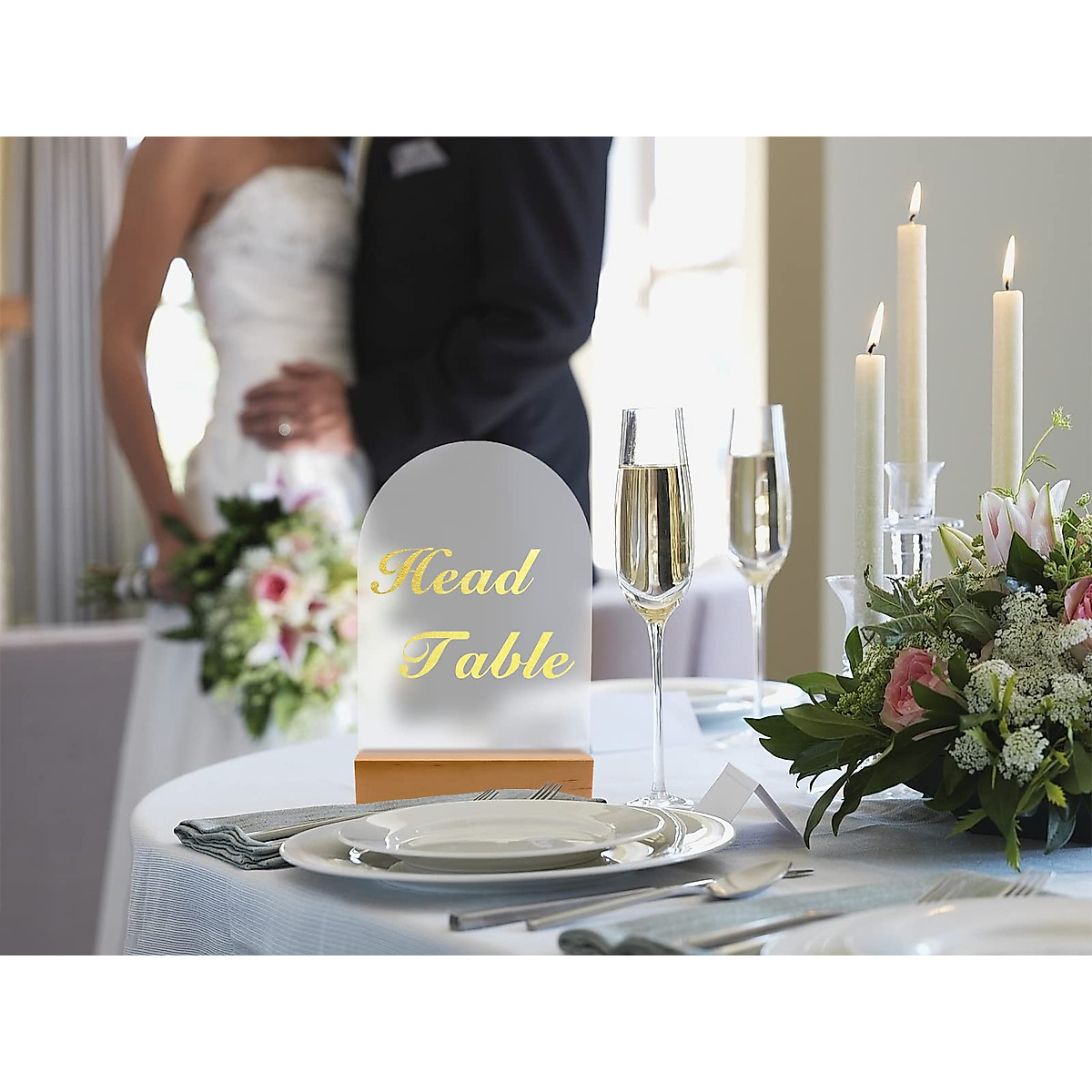 ORGANTEAM Acrylic Sign Blank Sheet with Wooden Stands Holders Wedding Table Numbers, 10 pack DIY 4x6 blank frosted Arch Signs for Wedding reception, Centerpiece, Decoration, Party,Anniversary, Event
