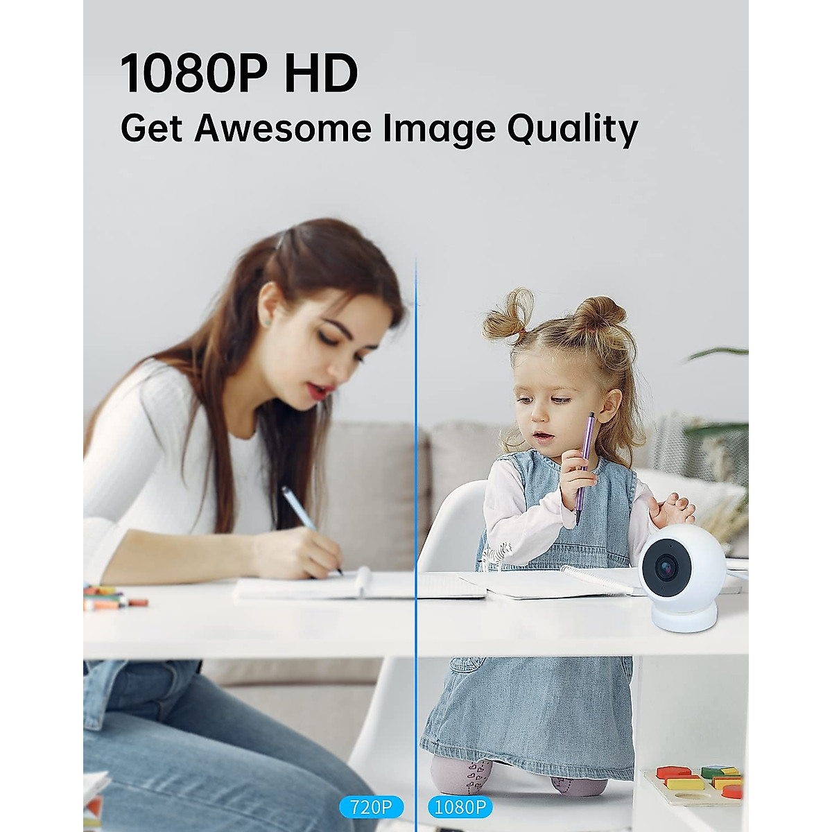 GIEC WiFi Surveillance Camera IP Camera 1080P WiFi Smart Home Indoor Camera for Baby/Pet/Nanny,2-Way Talk, Night Vision, Motion Detection Local Storage Security Camera Baby Monitor Cat Dog Camera