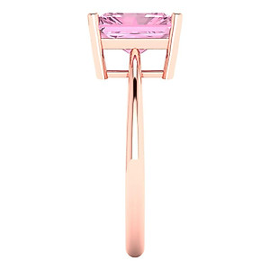 Clara Pucci 2.5ct Radiant Cut Solitaire Pink Simulated Diamond Wedding Bridal Designer Anniversary Engagement Ring Real 14k Rose Gold
