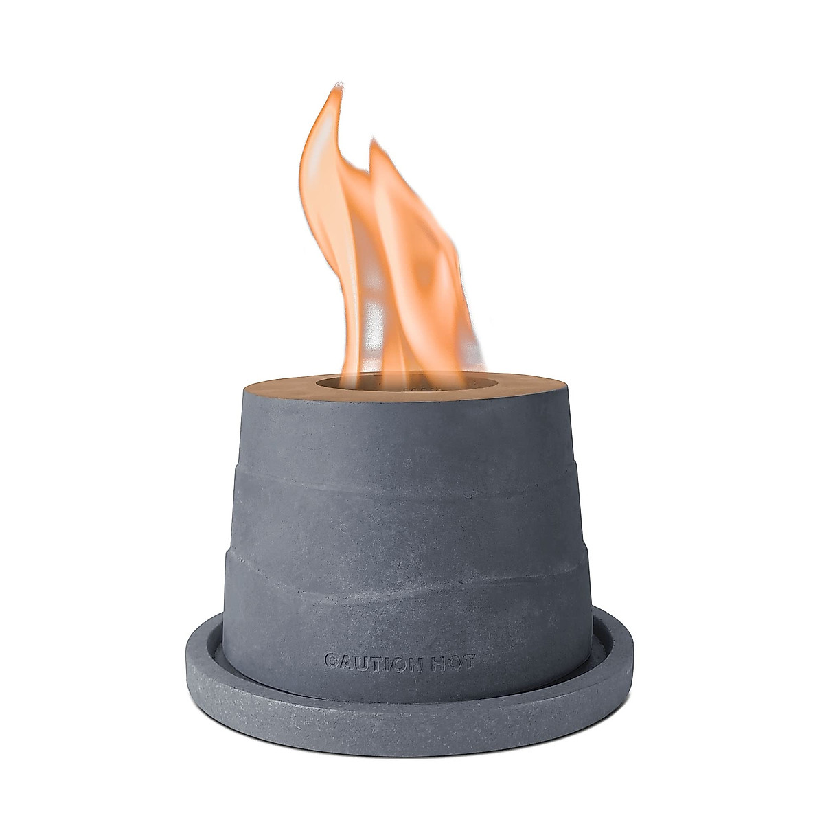 Kante 5.1 in. W Small Cake Portable Concrete Rubbing Alcohol Tabletop Fire Pit with Metal Extinguisher and 6 in. Dark Gray Base, Ethanol Fireplace, Indoor Outdoor Décor, Table Top Fire Pit Bowl Pot
