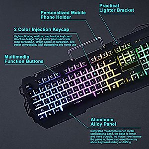 Computer Keyboard, Convenient Gaming Keyboard Mechanical with Lighter Holder for Home for Students