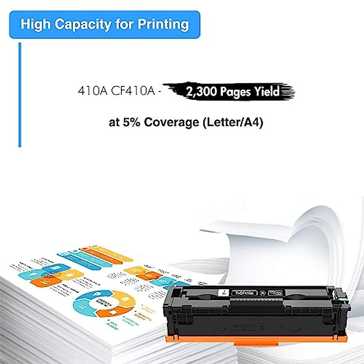 TRUE IMAGE Compatible Toner Cartridge Replacement for HP 410A CF410A CF410X 410X Color Pro MFP M477fnw M477fdw M477 M452dn M452nw M477fdn M452dw M452 M377dw Printer Ink (Black, 2-Pack)