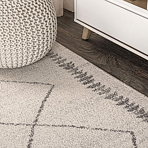 JONATHAN Y MOH203B-8 Zaina Moroccan Beni Souk Indoor Farmhouse Area-Rug Bohemian Minimalistic Geometric Easy-Cleaning Bedroom Kitchen Living Room Non Shedding, 8 X 10, Cream,Gray