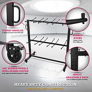 Folding Chair Rack - Folding Chair Cart | Folding Chair Storage Rack on Wheels - Foldable Chair Holder and Table - Heavy Duty Chair Dolly | Mobile Trolley with 84 Chairs Capacity & Outdoor Cover