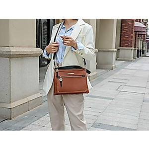 MKF Crossbody Bag for Women – PU Leather Pocketbook Handbag – Designer Side Messenger Purse, Shoulder Crossover Aliyah Navy-Mustard