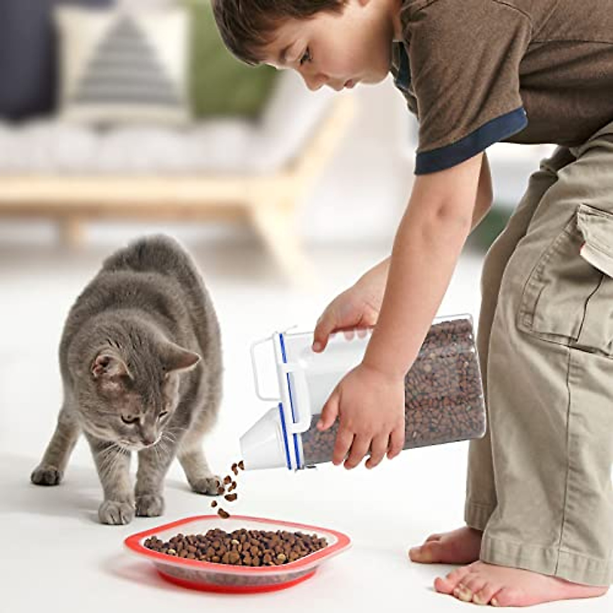 TBMax Pet Food Container for Dogs Cat Food Container with Pour Spout + Seal Buckles + BPA-Free Plastic + Airtight for Birds