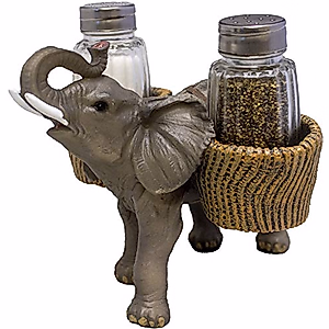 DWK Animal Holder with Salt And Pepper Shaker Set (3 Piece) | Kitchen Décor and Accessories | Salt and Pepper Shakers | Home Décor | Home Decorations… (Elephant)
