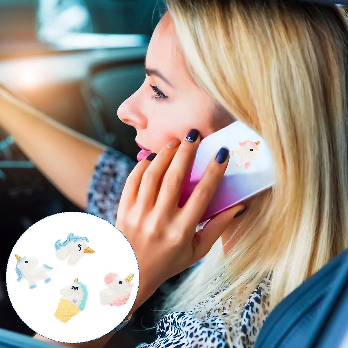 Amosfun 20Pcs Unicorn Accessories Girls Unicorns Slice Charms Birthday Cartoon Unicorn Charm Gift case Charms Cute Black Decor Scrapbooking fltaback Miniature Kits Button Resin Child Flat