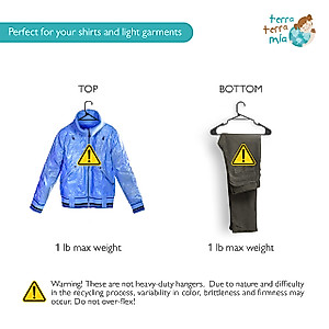 Eco-Friendly Slim Clothing Hangers for Light-Weight Clothes (Max 1lb) Made from 100% Recycled Post Consumer Plastic (Black/Grey, 60 Pack)