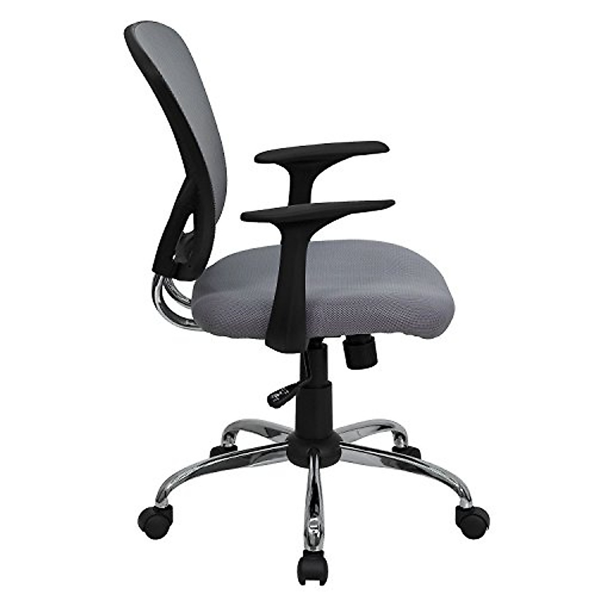 Flash Furniture Alfred Mid-Back Gray Mesh Swivel Task Office Chair with Chrome Base and Arms