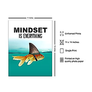 Motivational Wall Art Posters for Home, Office - Mindset is Everything - LARGE 11X14 - Inspirational Gifts for Men, Students - Entrepreneur Wall Art Decor - Uplifting Self-Improvement Positive Quotes