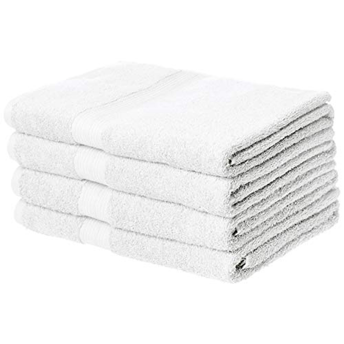 Amazon Basics Fade-Resistant Cotton Bath Towel - 4-Pack, White