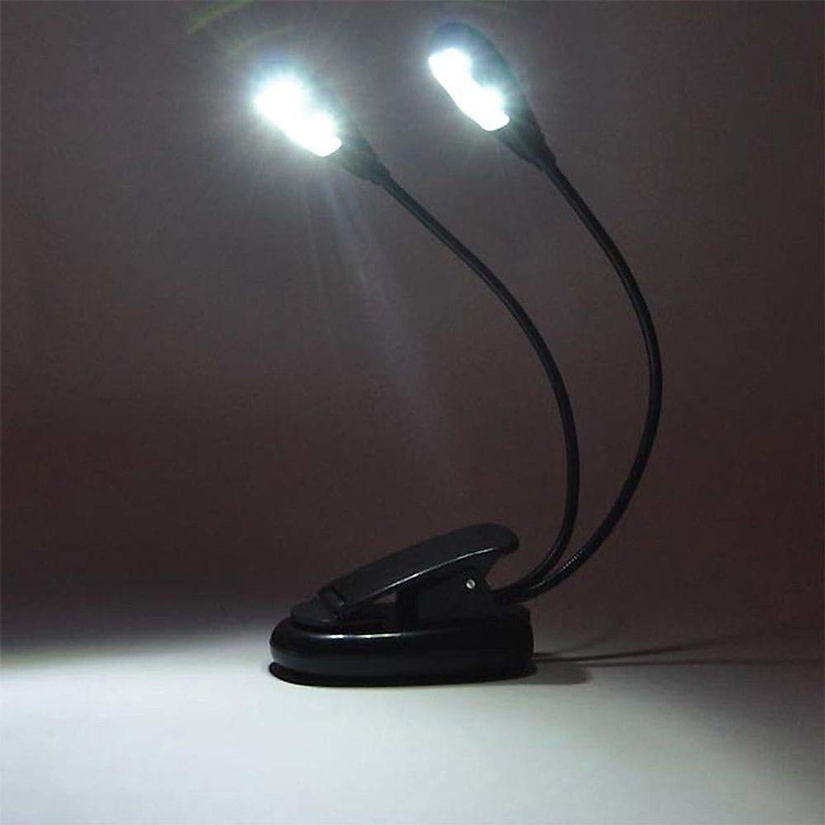 Toxz Mini Portable LED Double Arms Desk Table Lamp with Clip,Battery/USB Powered,Reading Light,Adjustable Brightness,Protect Eyes