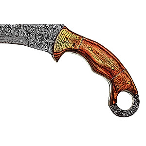 Damascus Steel Hunting Knife - Fixed Blade Knives with Sheath - Firm Grip Handle