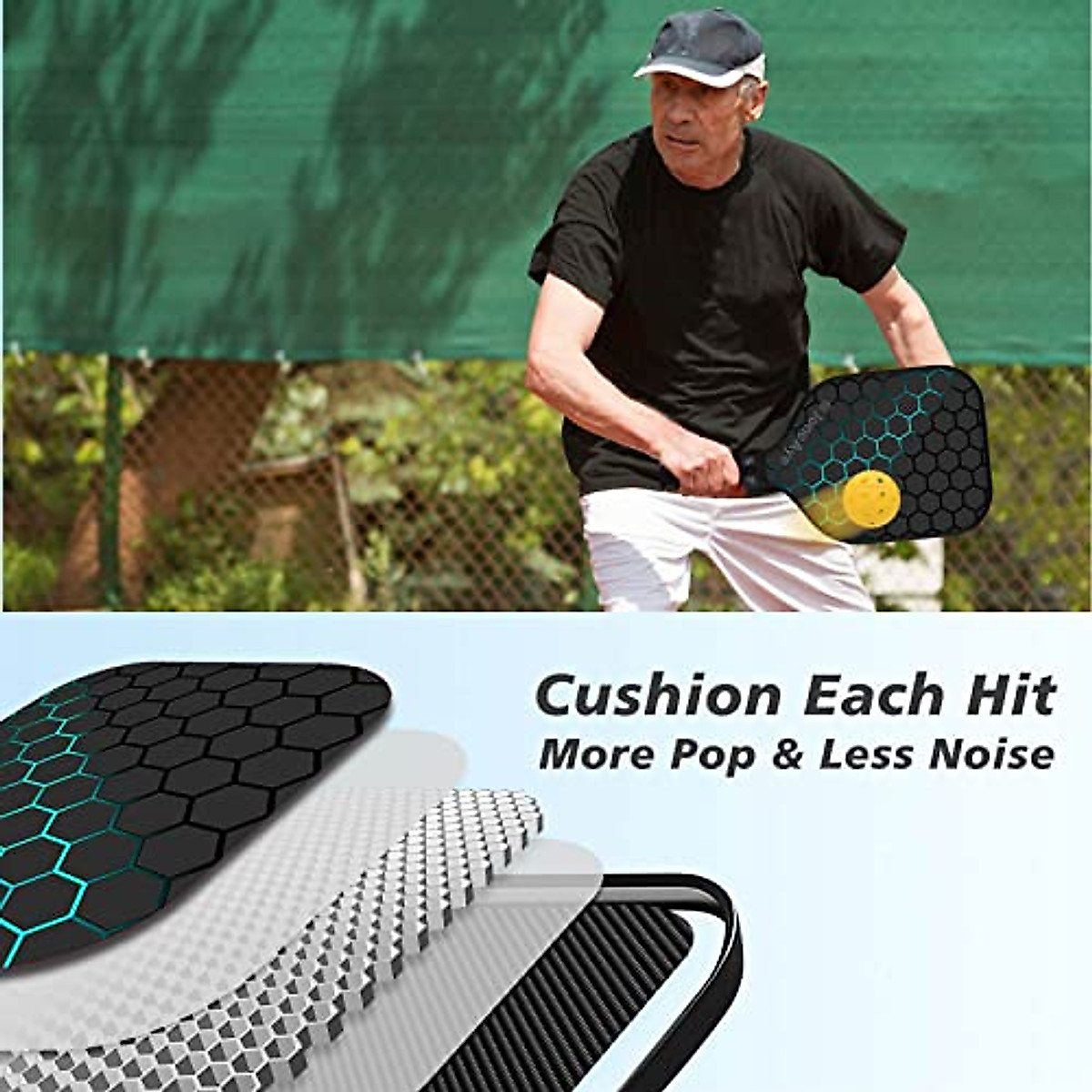 JoncAye Pickle-Ball-Paddle Set of 2 with Outdoor Indoor Balls, Paddle Bag, Ball Bag | Fiberglass Pickleball Rackets for Adults with Accessories | Pink Blue Pickleball Racquets for Men Women