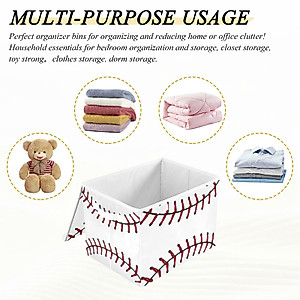 RunningBear Softball Baseball Lace Large Storage Bins with Lid Collapsible Storage Bin Box Shelves Cube Storage Decorative Storage Boxes for Living Room Office