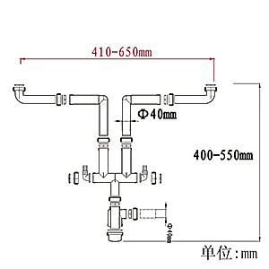 LIRUXUN Double Sink Drainage System Odor Proof Bottle Drain Pipe Adjustable Downpipe Pipe Weep