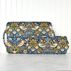 Pimpernel Morris & Co Strawberry Thief Blue Collection Sandwich Tray | Serving Platter | Crudité and Appetizer Tray for Indoor and Outdoor use, Made of Melamine, Measures 15.1" x 6.5", Dishwasher Safe