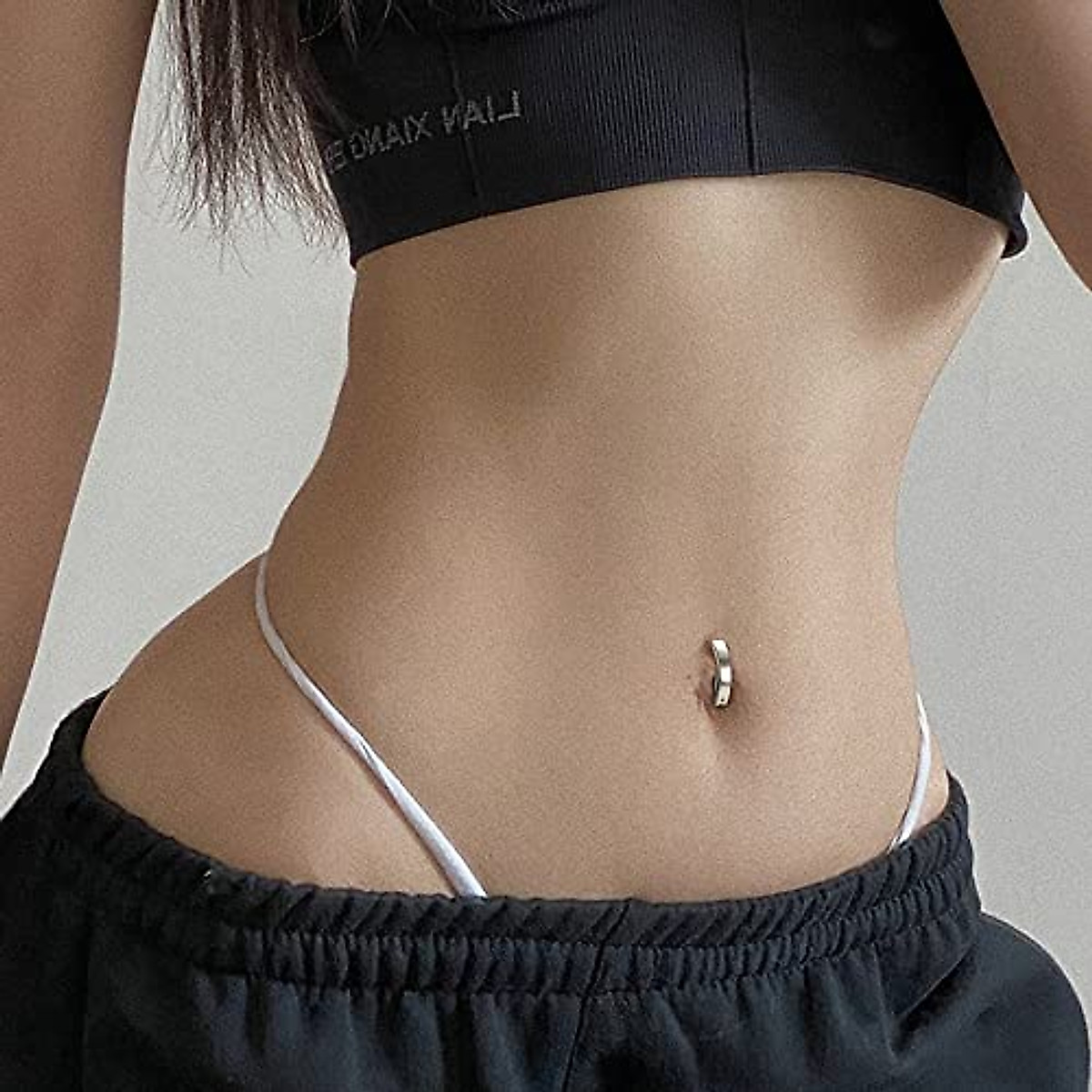FIBO STEEL 3Pcs 14G Clicker Belly Button Ring for Women Surgical Steel CZ Opal Belly Rings Simple Reverse Navel Rings Belly Piercing Body Jewelry 10MM Silver