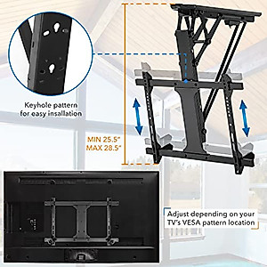 Mount-It! Electric Ceiling TV Mount with Remote and App Controller, Motorized Flip Down Pitched Roof Mount Fits 32 to 70 Inch Flat Screen TVs, Black